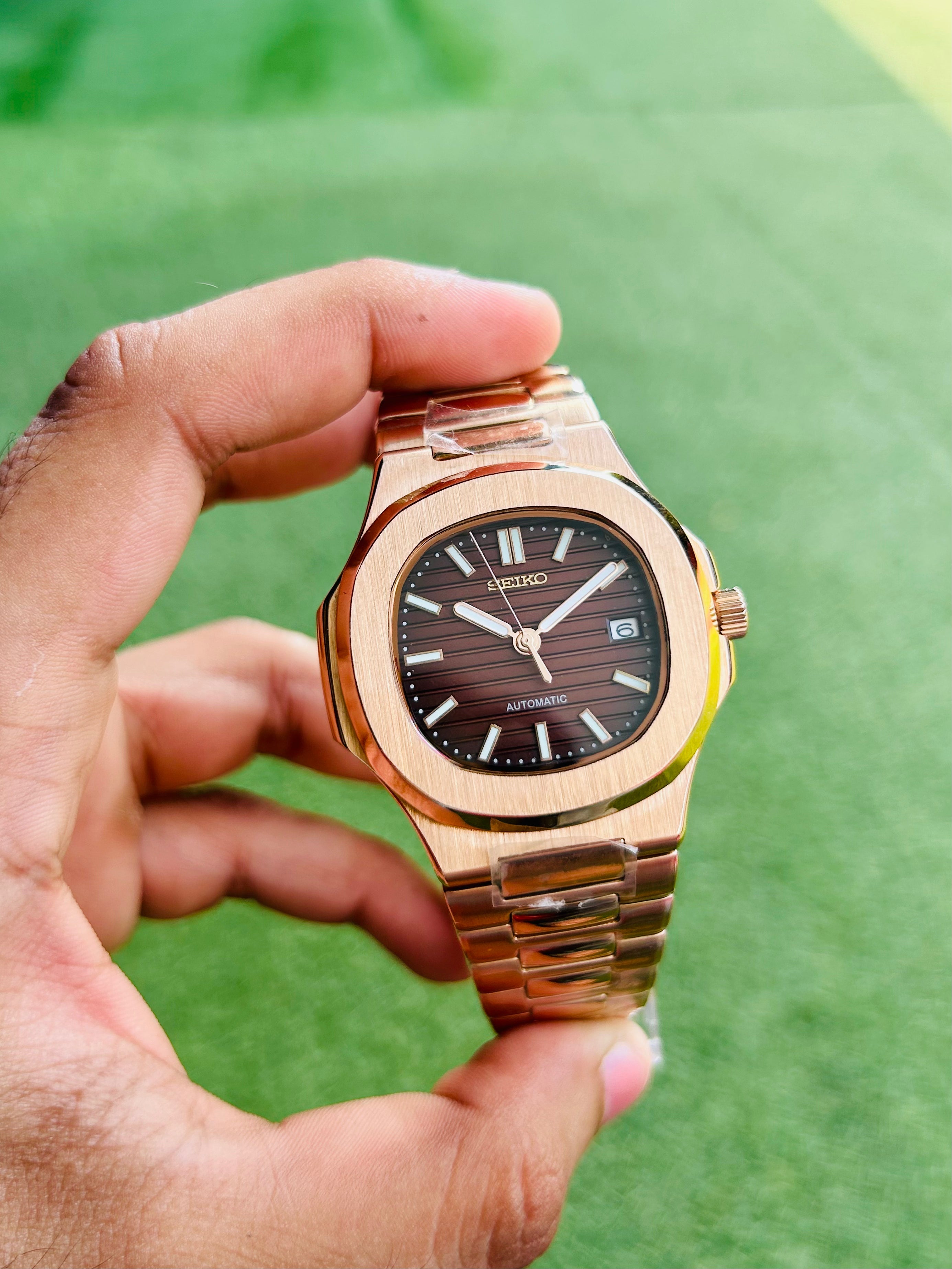 Seiko Nautilus Rose Gold Homage Mod Watch – India Mods Watch