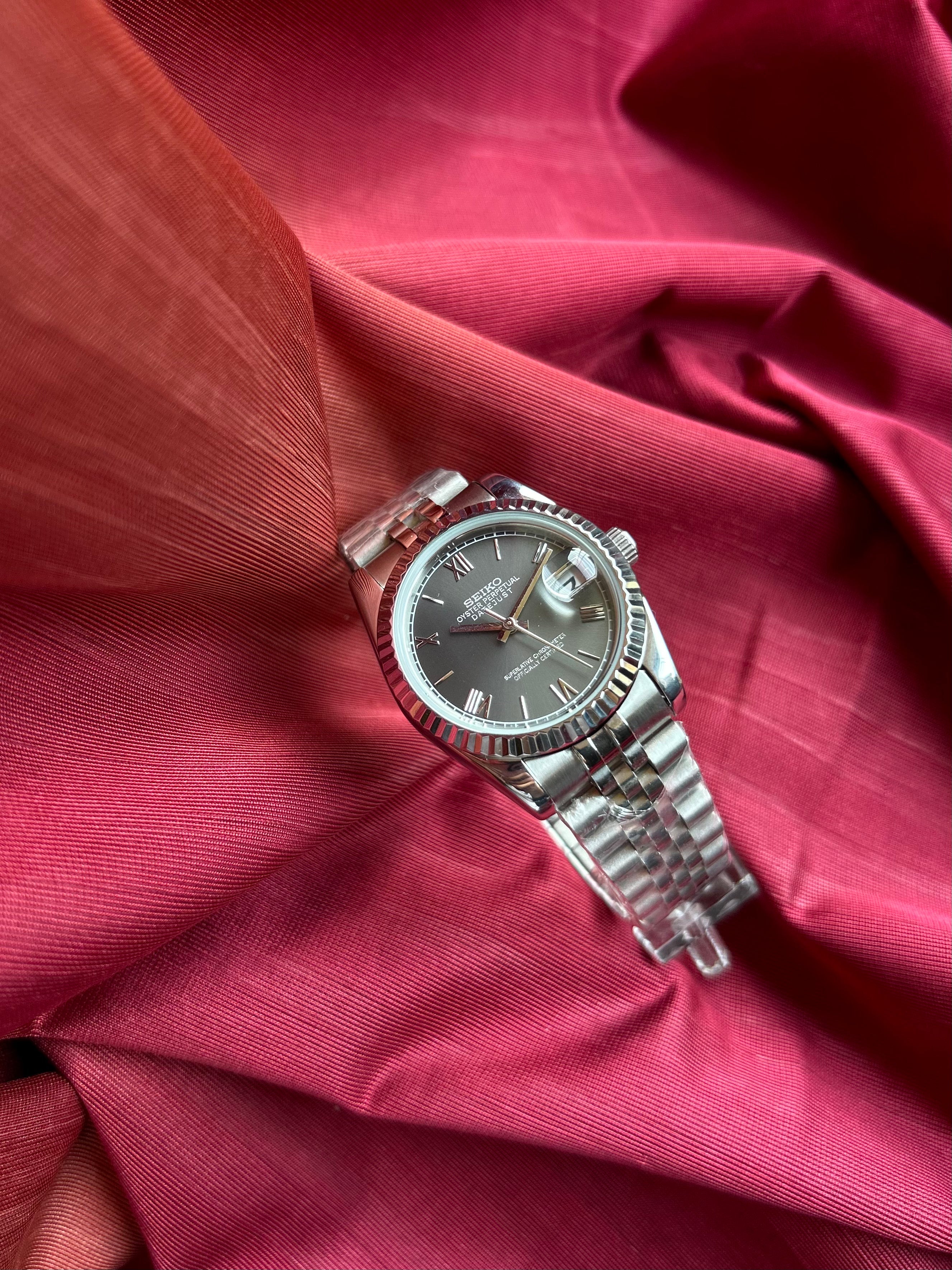 Seiko Datejust Grey Sunburst 36'mm Automatic Homage Mod Watch – India ...